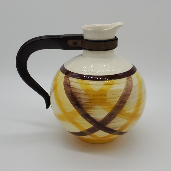 vernonware | Kitchen | Vintage Brown Plaid Vernonware Round Jug Pitcher ...